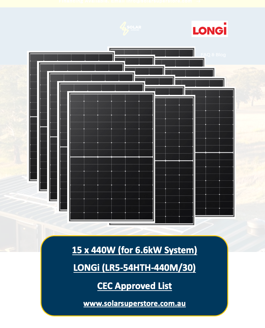 Solar Panel Kit for Home - 6.6kW LONGi (LR5-54HTH-440M) | Solar Superstore
