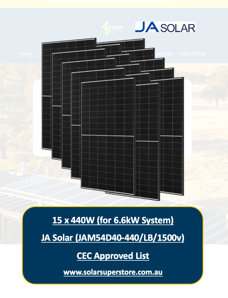 Solar Panel Kit for Home - 6.6kW JA Solar (JAM54D40) | Solar Superstore